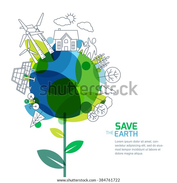 Vector Illustration Growing Plant Earth Outline Stock Vector (Royalty ...