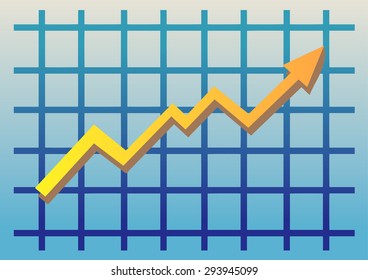 Vector Illustration Growth Chart Yellow Arrow Stock Vector (Royalty ...