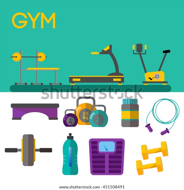 Vector Illustration Gym Equipment Training Body Stock Vector (Royalty ...