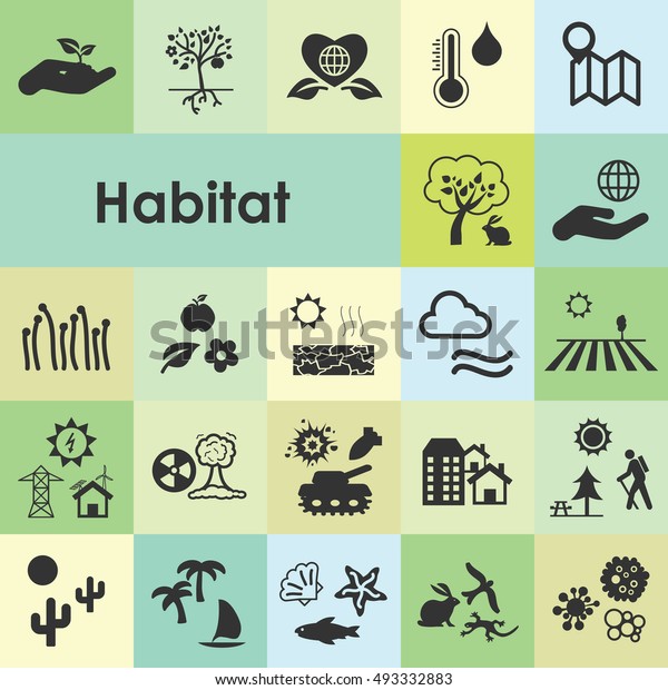 Vector Illustration Habitat Icons Visualizng Ecological Stock Vector ...