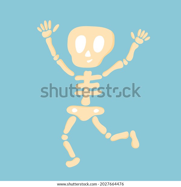 Vector Illustration Halloween Funny Jumping Skeleton Stock Vector ...