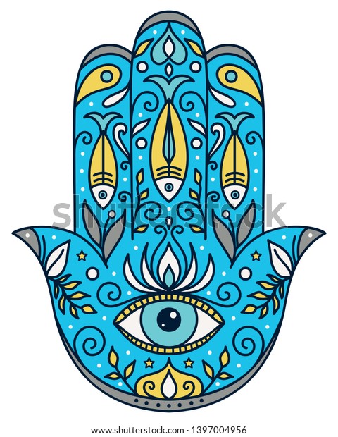 Vector Illustration Hamsa On White Background Stock Vector (Royalty ...