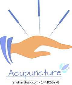 Vector Illustration Hand Acupuncture Needles Stock Vector (Royalty Free ...