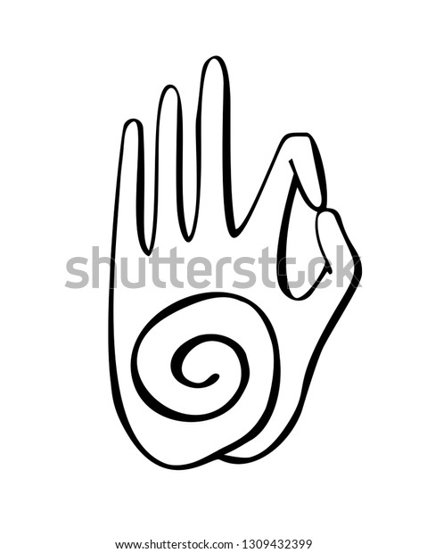 Vector Illustration Hand Buddhist Gesture Spiral Stock Vector (Royalty ...