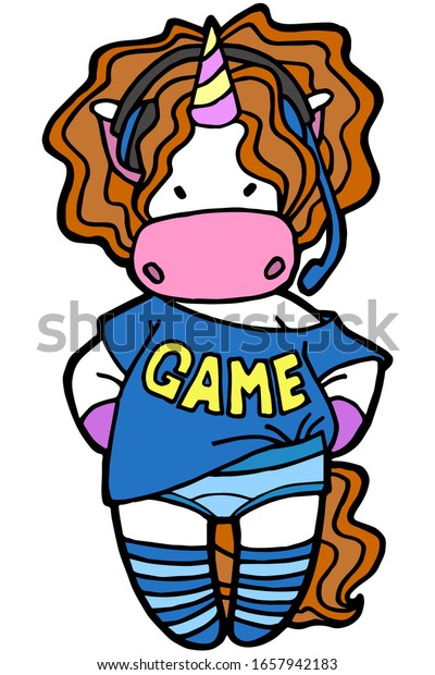 Vector Illustration Hand Drawing Cartoon Gamer Stock Vector (Royalty ...