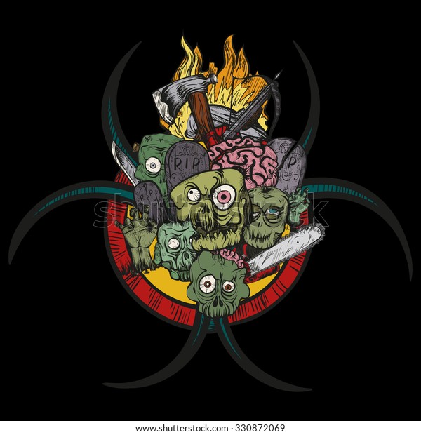 Vector Illustration Hand Drawing Zombie Apocalypse Stock Vector ...