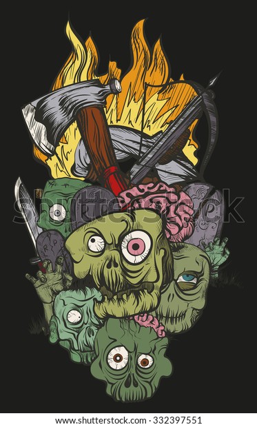 Vector Illustration Hand Drawing Zombie Apocalypse Stock Vector ...