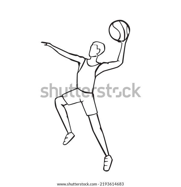 Vector Illustration Hand Drawn Basketball Player Stock Vector (Royalty ...