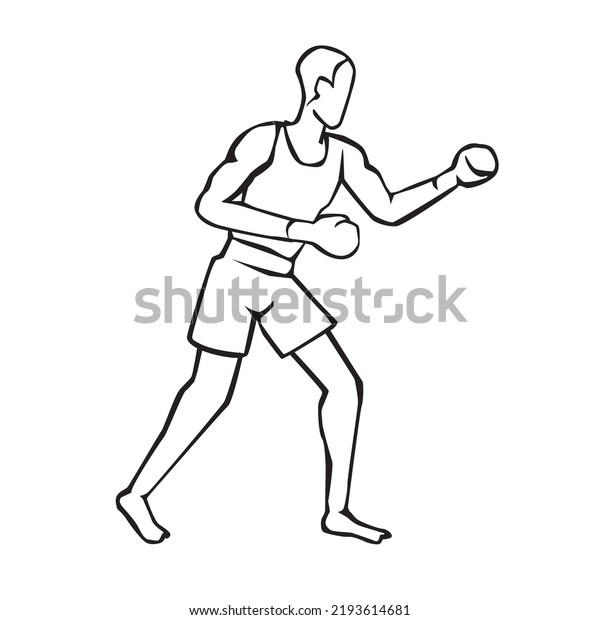 Vector Illustration Hand Drawn Boxer Action Stock Vector (Royalty Free ...