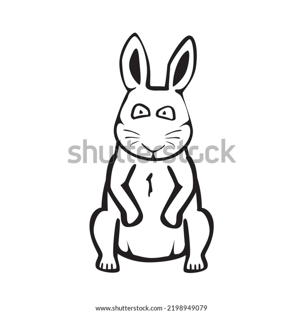 Vector Illustration Hand Drawn Cartoon Rabbit Stock Vector (Royalty ...