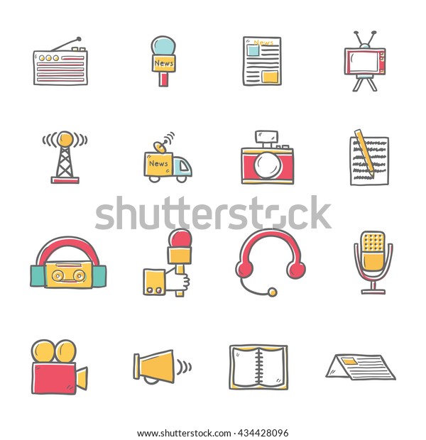 Vector Illustration Hand Drawn Cartoon Journalism Stock Vector (Royalty ...