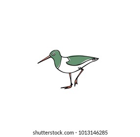 Vector Illustration Hand Drawn Cute Sandpiper Stock Vector (Royalty ...
