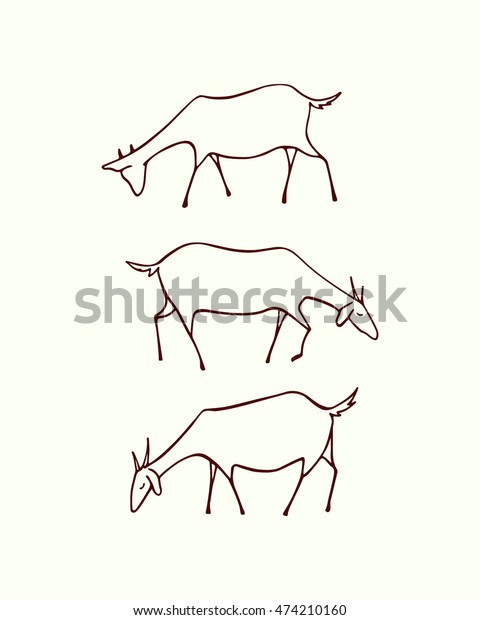 Vector Illustration Hand Drawn Goat Herd Stock Vector (Royalty Free ...