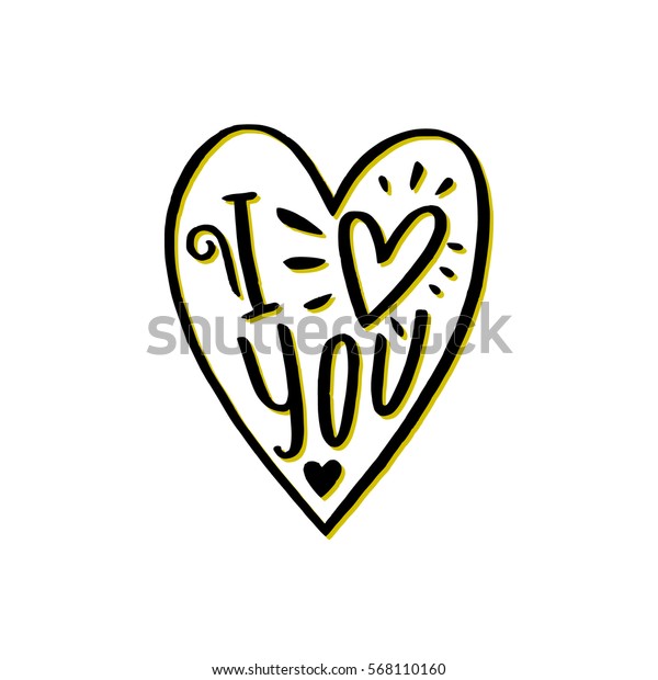 Vector Illustration Hand Drawn Heart Handwritten Stock Vector (Royalty ...