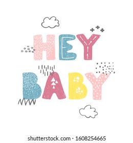 Vector Illustration Hand Drawn Lettering Hay Stock Vector (Royalty Free ...