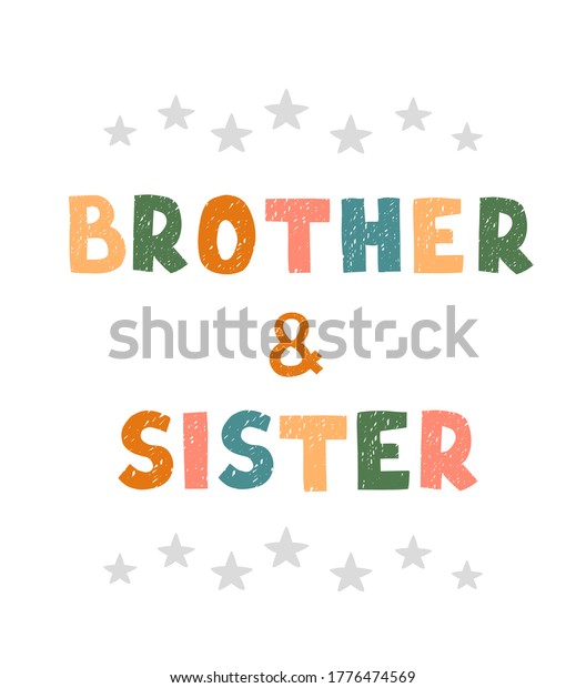 Vector Illustration Hand Drawn Lettering Brothers Stock Vector (Royalty ...