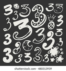 Vector Illustration Hand Drawn Numbers Stock Vector (Royalty Free ...