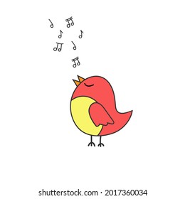 Vector Illustration Hand Drawn Singing Bird Stock Vector (Royalty Free ...