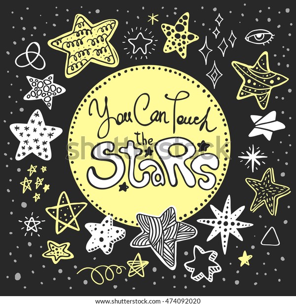 Vector Illustration Hand Drawn Stars Lettering Stock Vector (Royalty ...