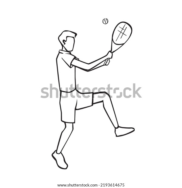 Vector Illustration Hand Drawn Tennis Player Stock Vector (Royalty Free ...