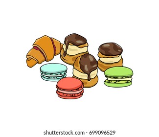 Vector Illustration Hand Drawn Traditional Pastry Stock Vector (Royalty ...