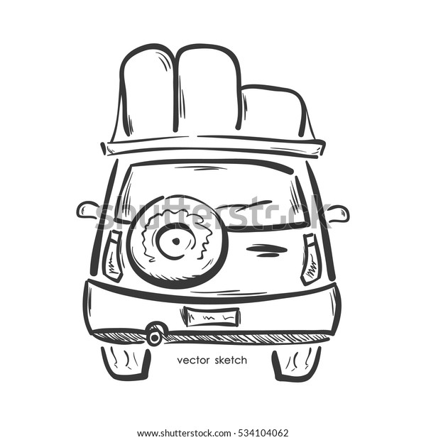 Vector Illustration Hand Drawn Travel Car Stock Vector (Royalty Free ...