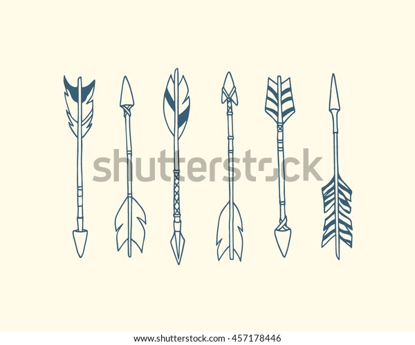 Vector Illustration Hand Drawn Tribal Arrows Stock Vector (Royalty Free ...