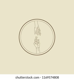 Vector Illustration Hand Help Line Art Stock Vector (Royalty Free ...