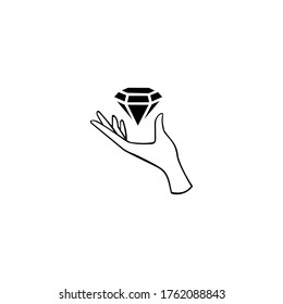 Vector Illustration Hand Holding Diamond Symbols Stock Vector (Royalty ...