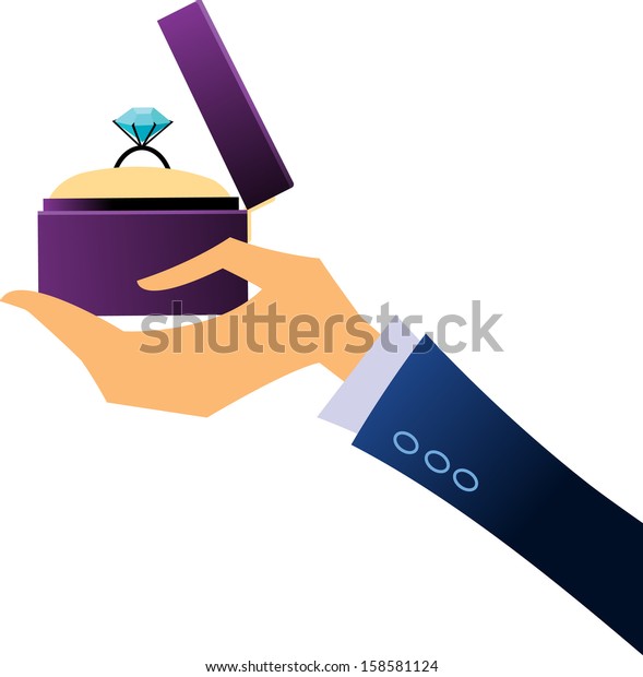 Vector Illustration Hand Holding Diamond Ring Stock Vector (Royalty ...