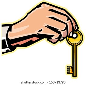 Vector Illustration Hand Holding Key Stock Vector (Royalty Free ...