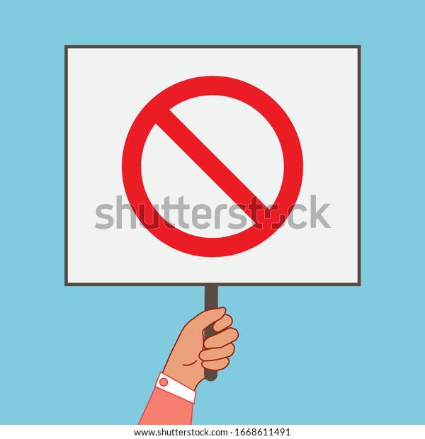 Vector Illustration Hand Holding Prohibition Sign Stock Vector (Royalty ...