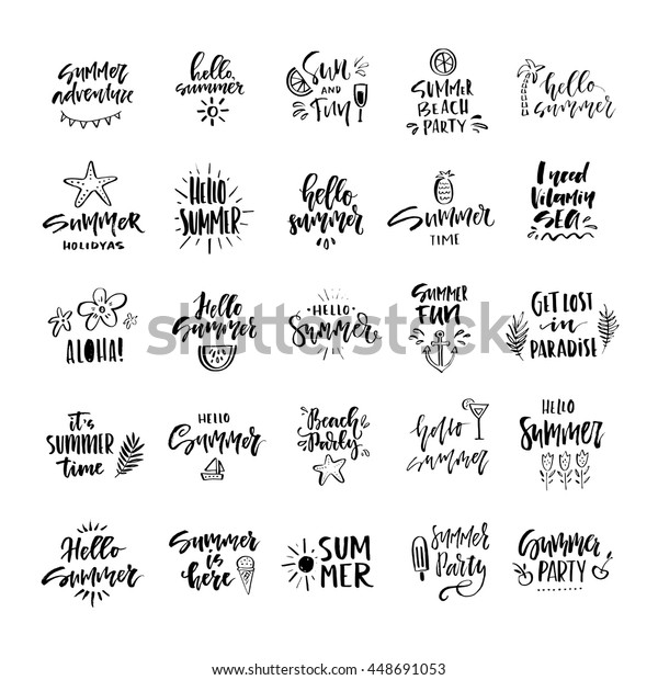 Vector illustration with hand lettering for summer vacation, travel ...