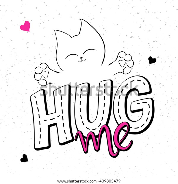 Vector Illustration Hand Lettering Text Hug Stock Vector (Royalty Free ...