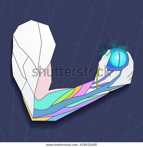 Vector Illustration Hand Powerball Power Ball Stock Vector (Royalty ...