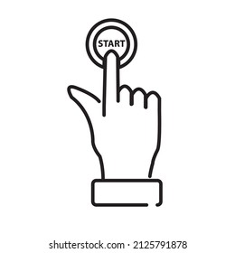 Vector Illustration Hand Pressing Start Buttonline Stock Vector ...