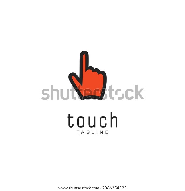 Vector Illustration Hand Touching Logo Simple Stock Vector (Royalty ...