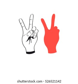 Vektor Stok Fingers Hand Signals Mean Peace Vector (Tanpa Royalti ...