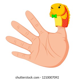 Vector Illustration Hand Wearing Cute Fish Stock Vector (Royalty Free ...