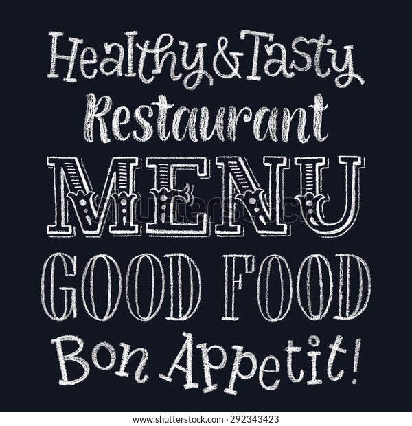 Ilustración vectorial con letras dibujadas a mano. Menú del restaurante ...