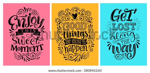 Vector Illustration Handdrawn Lettering Set Inscription Stock Vector ...