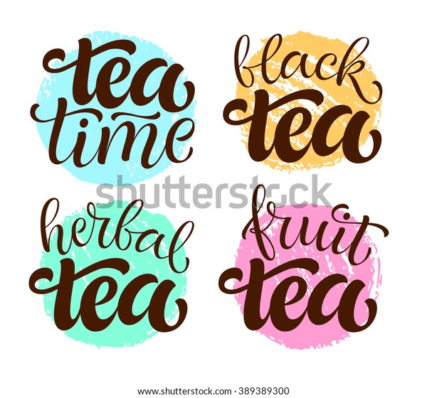 Vector Illustration Handdrawn Lettering Tea Time: เวกเตอร์สต็อก (ปลอด ...