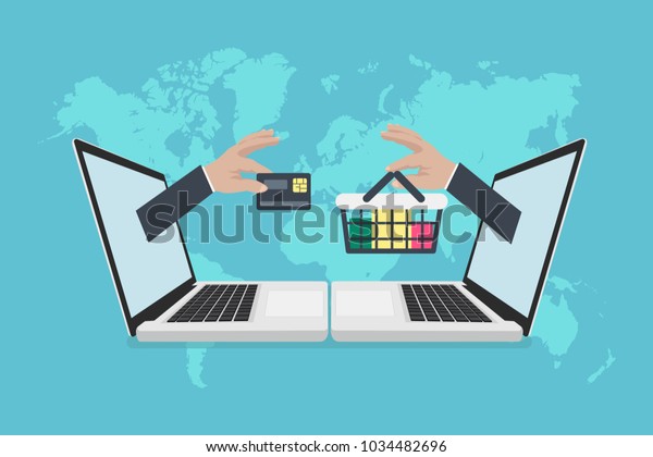 Vector Illustration Hands Giving Goods Credit Stock Vector (Royalty ...