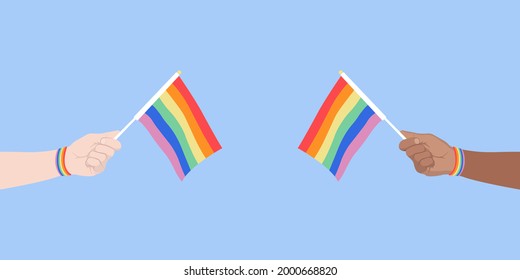 Vector Illustration Hands Holding Lgbt Flag Stock Vector Royalty Free