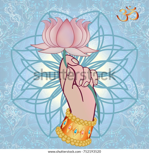 Vector Illustration Hands Indian Deity Lakshmi Stock Vector (Royalty ...