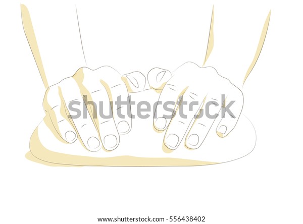 Vector Illustration Hands Kneading Dough Stock Vector (Royalty Free ...