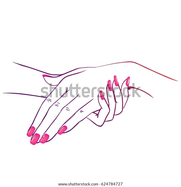 Vector Illustration Hands Nail Polish Stock Vector (Royalty Free) 624784727