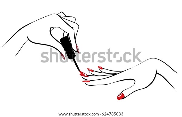 Vector Illustration Hands Nail Polish Stock Vector (Royalty Free) 624785033