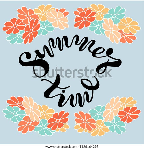 Vector Illustration Handwritten Lettering Summer Time Stock Vector ...