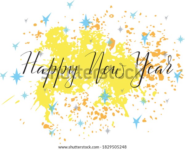 Vector Illustration Handwritten Letters Happy New Stock Vector (Royalty ...